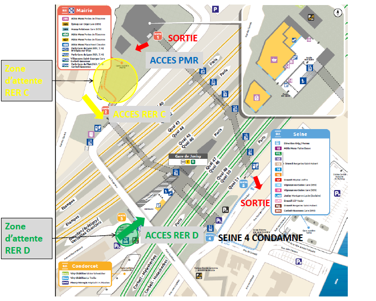 Les trains en circulation et l'affluence sur le RER C.